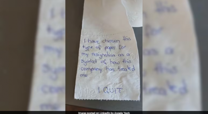 Employee Quits With Toilet Paper Note, Sparks Uproar - BW People