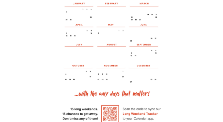Cleartrip Maps 2026 Long Weekends On Google Calendar To Encourage Early ...