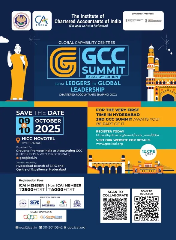 ICAI To Host 3rd GCC Summit 2025 At Hyderabad On 9, 10 October - BW ...